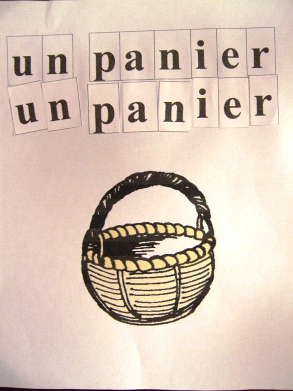 reconnaître les lettres du mot: PANIER