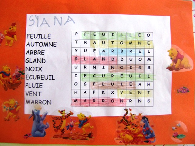 mots cachés d'automne