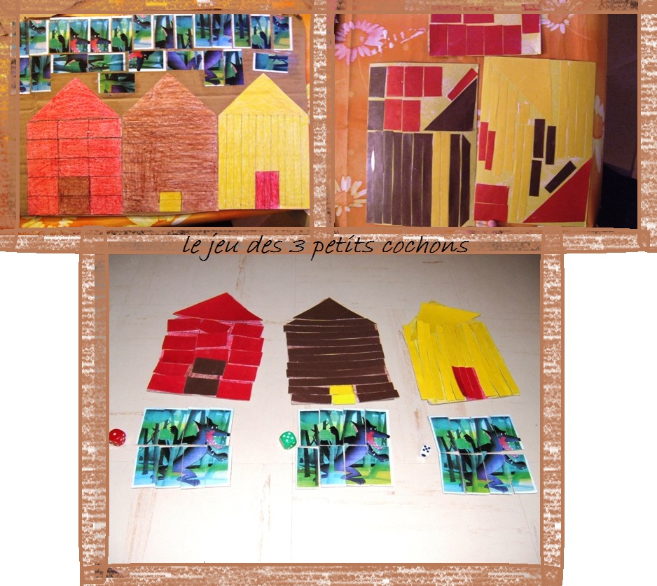 fabriquer un jeu "les 3 petits cochons"