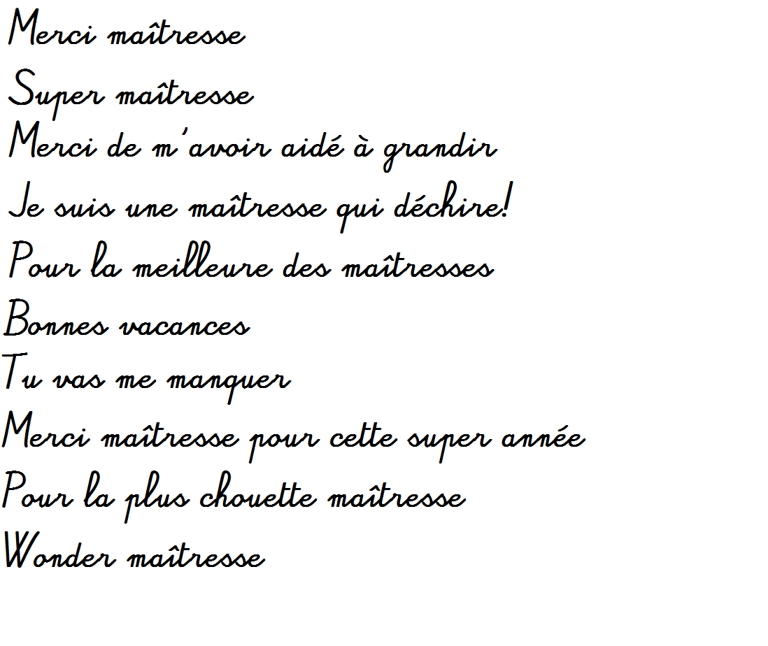 Une Poesie Pour La Maitresse